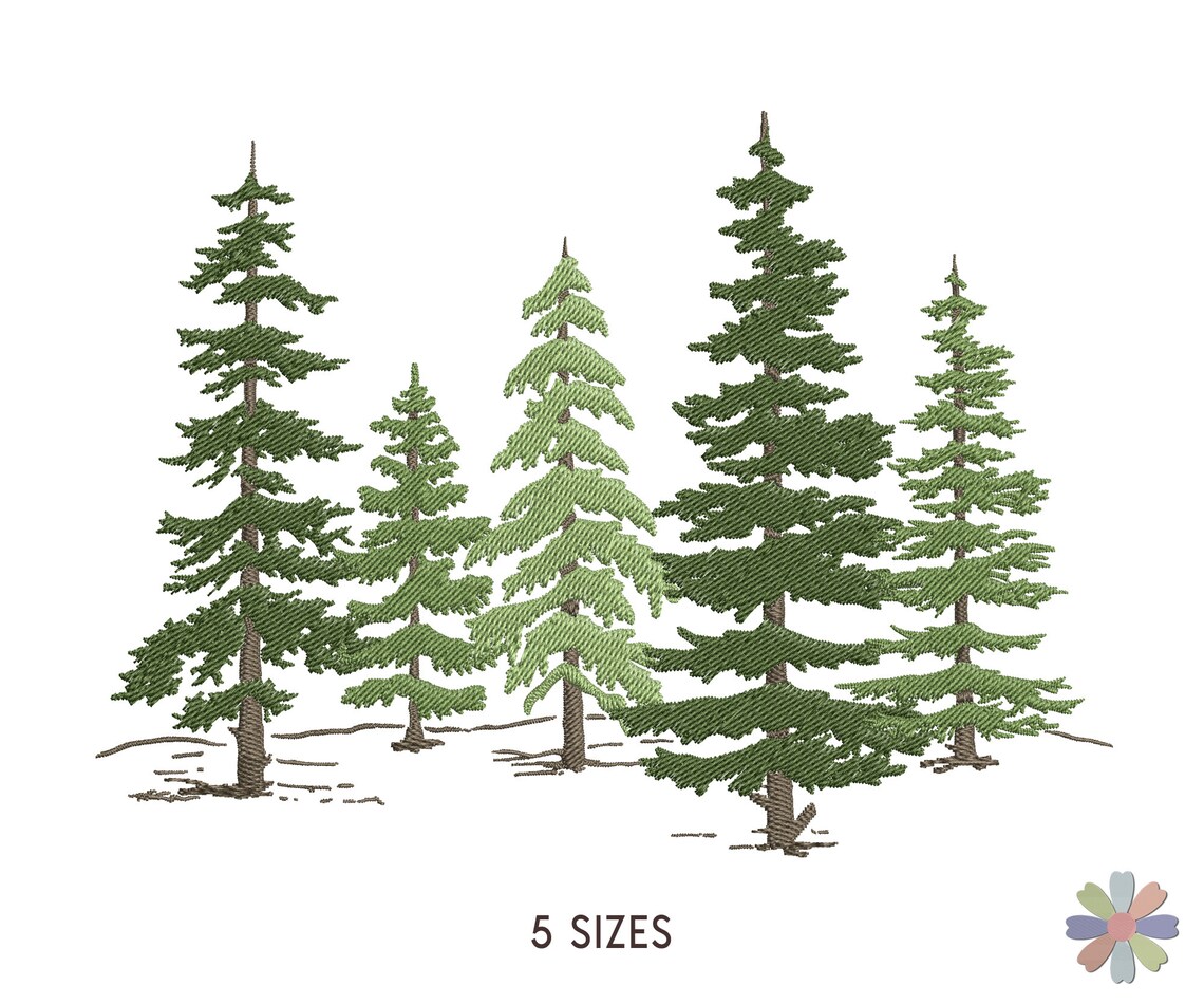 Forest Pine and Fir Trees Embroidery Design. Machine - Etsy