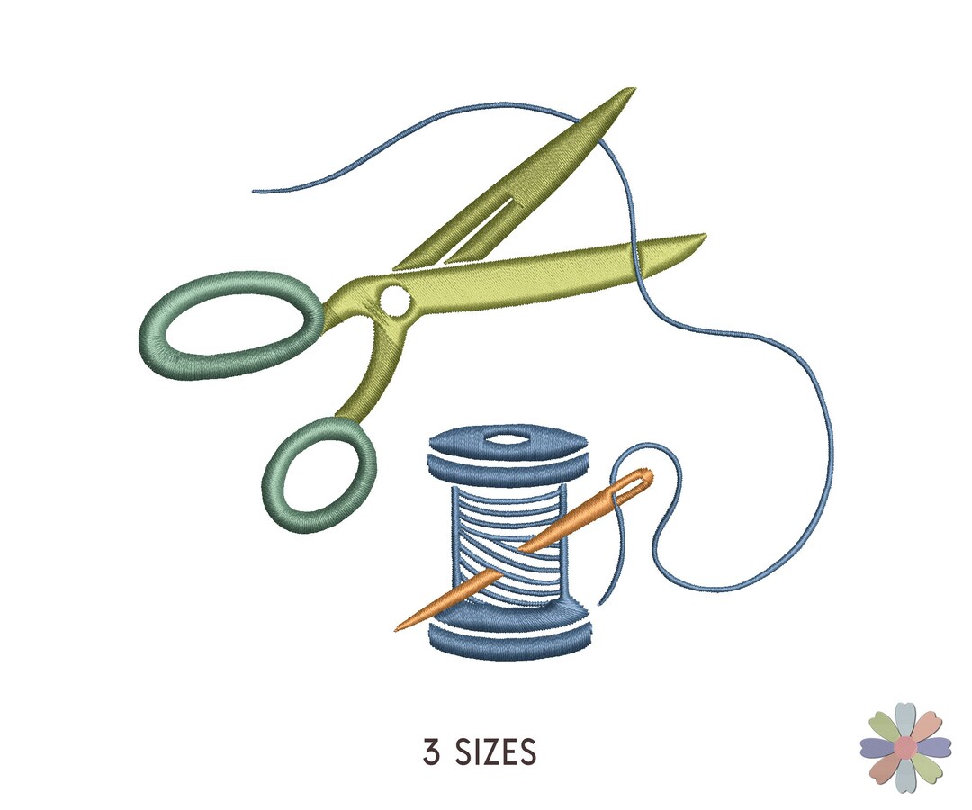 Scissors and Thread Spool Embroidery Design. Machine Embroidery Pattern ...