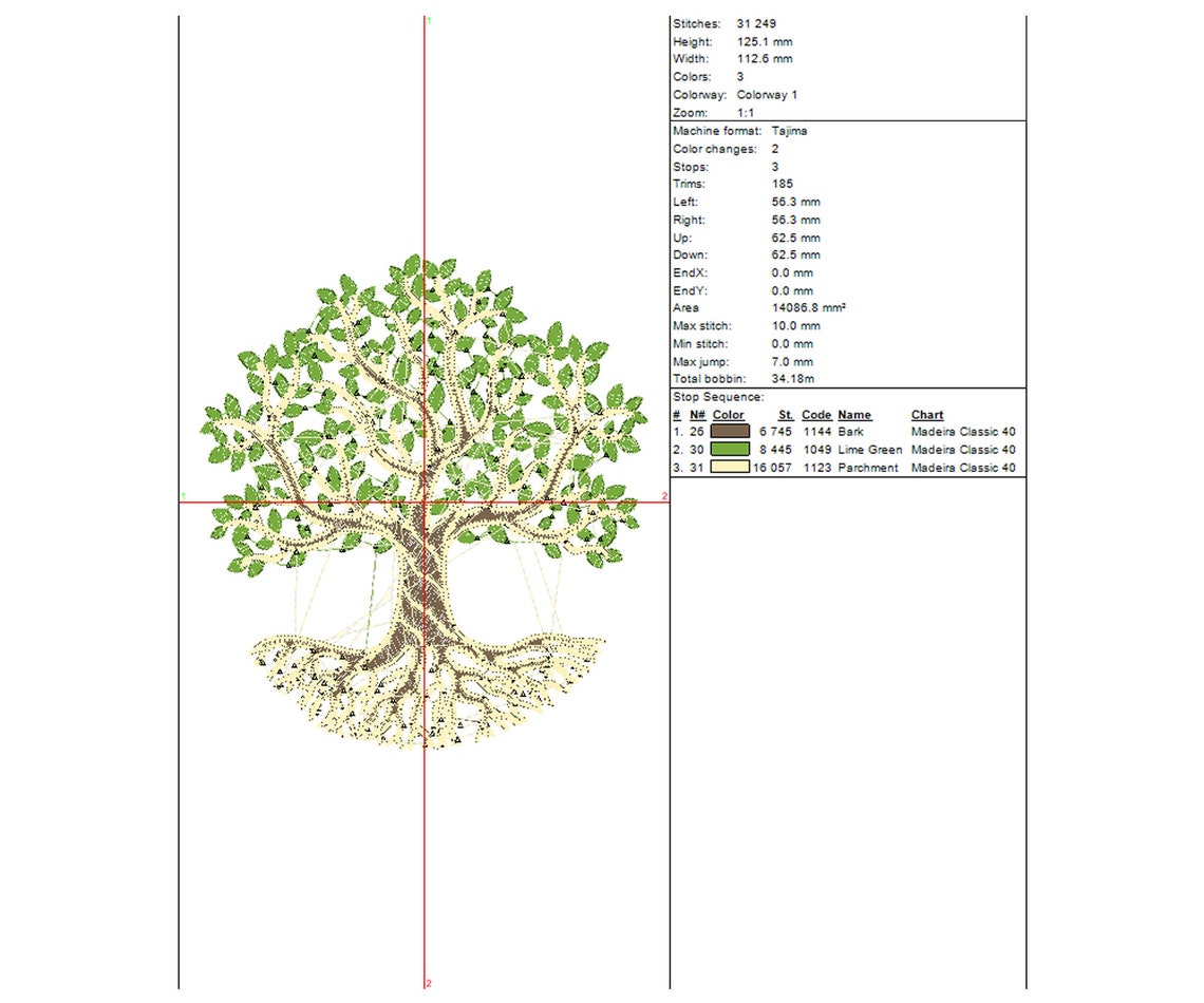Tree of Life With Roots and Leaves Vali Embroidery Design. Machine ...