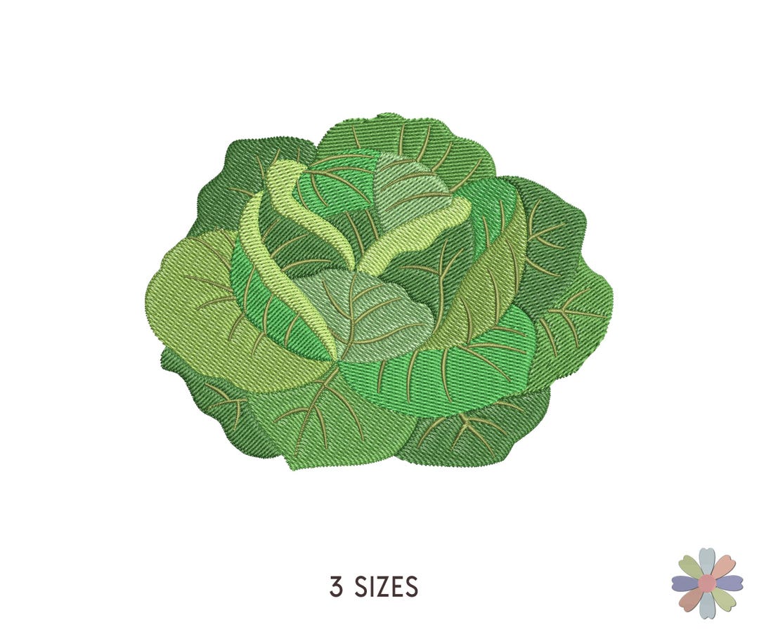 Green Cabbage Fresh Embroidery Design. Machine Embroidery Fruits ...