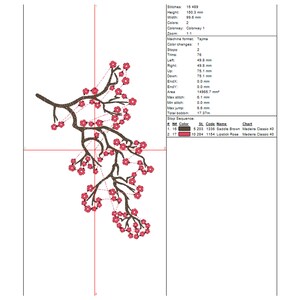 Spring Tree Branch With Pink Flowers Embroidery Design Onni. Machine ...