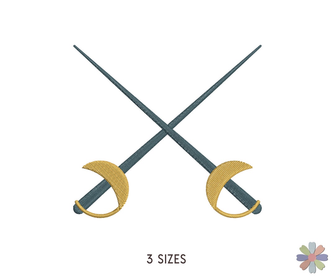 Two Crossed Rapier Swords Embroidery Design. Machine Embroidery Sport ...