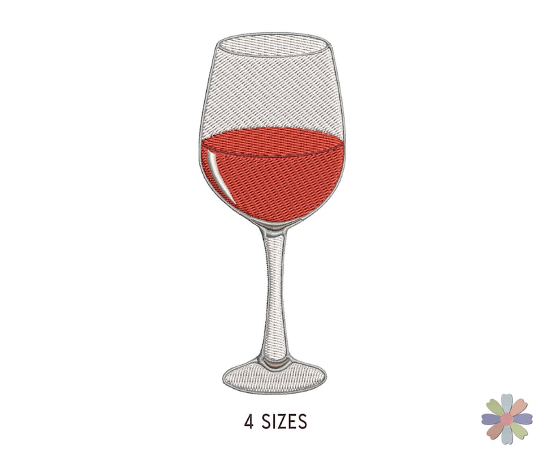 Wine Glass Embroidery Design. Machine Embroidery Wine Pattern. Multi ...