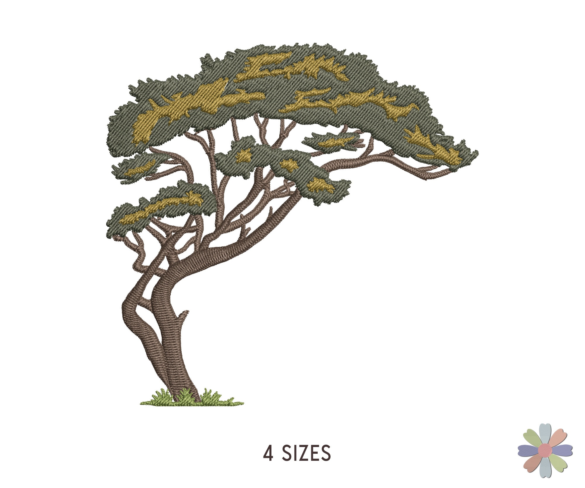 African Tree With Grass Embroidery Design. Machine Embroidery Pattern ...