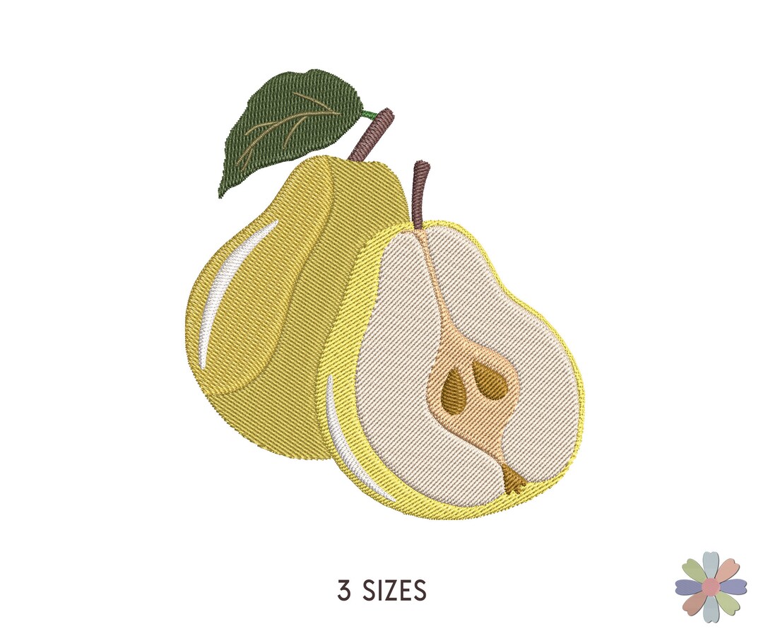 Fresh Green Pears With Leaves Embroidery Design. Machine Embroidery ...