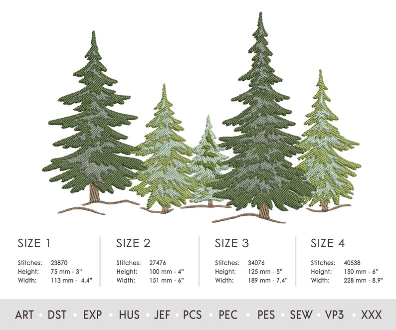 Forest Fir Trees Embroidery Design. Machine Embroidery Pattern. Nature ...
