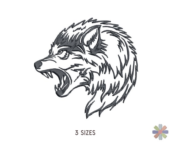 Roaring Wolf Head Embroidery Design. Machine Embroidery - Etsy
