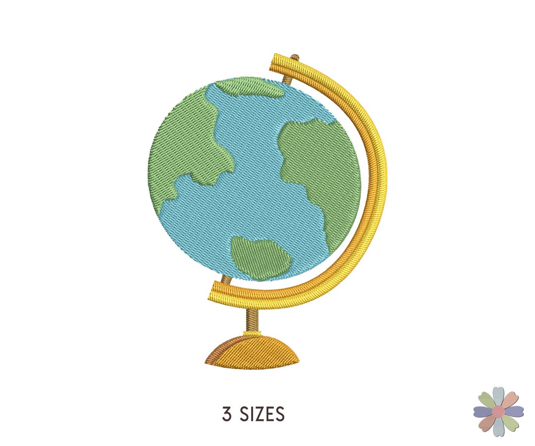 Educational Geographic Globus Embroidery Design Onni. Machine ...
