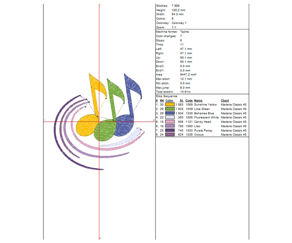 Music Twinni Embroidery Design: Party Music Scene (multi Format Pattern ...