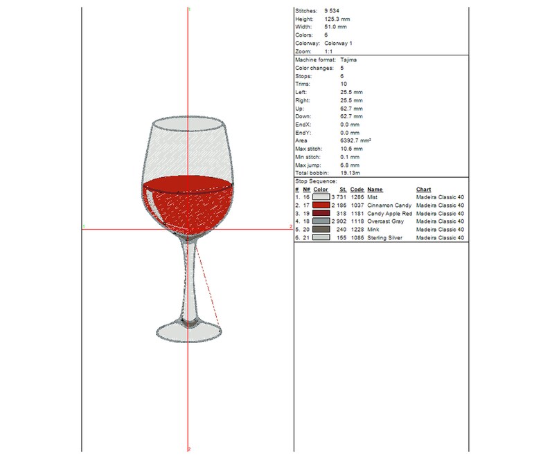 Wine Glass Embroidery Design. Machine Embroidery Wine Pattern. Multi ...