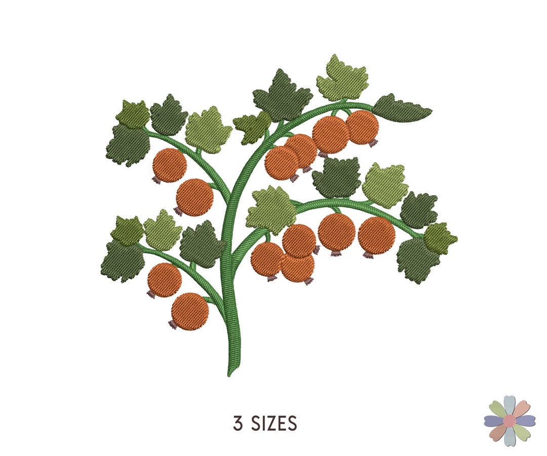 Gooseberry With Leaves Embroidery Design Onni. Machine Embroidery Berry ...