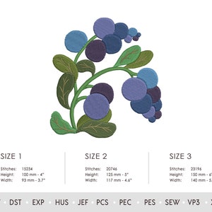 Blueberry With Leaves Embroidery Design. Machine Embroidery Berry ...