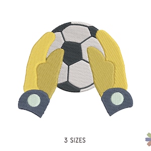 Football Ball and Goalkeeper Yellow Gloves Embroidery Design Thirti ...