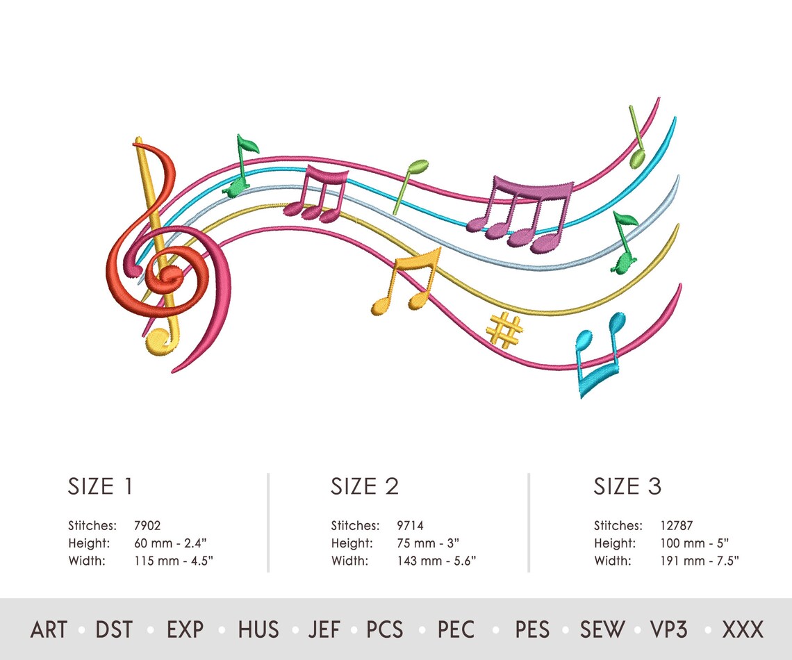 Treble Clef and Music Thirty Embroidery Pattern: Party Music Scene ...
