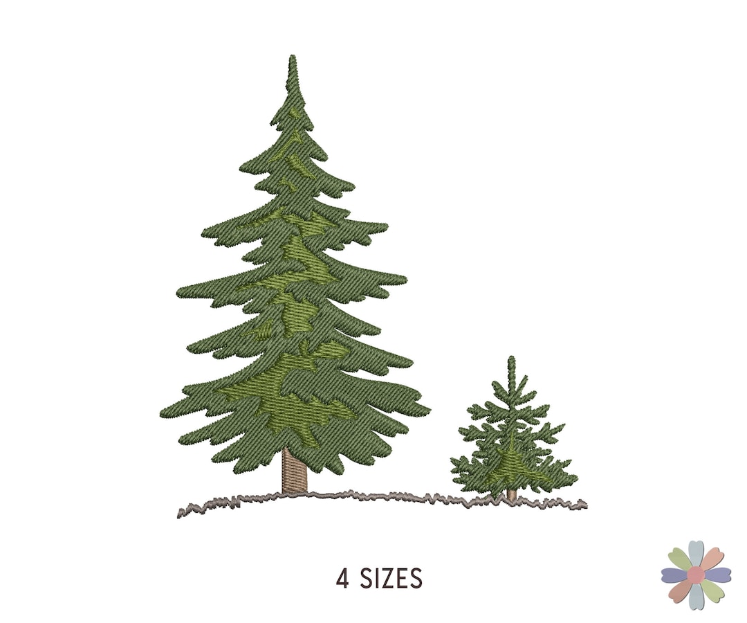 Two Fir Trees Embroidery Design. Machine Embroidery Pattern. Nature ...