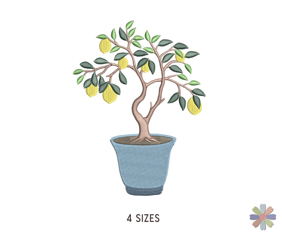 Lemon Tree in Pot Embroidery Design: Nature Trees Scene (multi Format ...