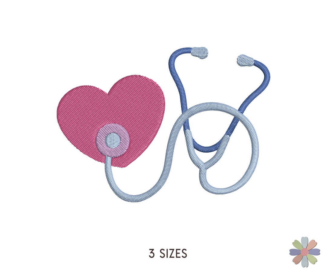 Heart and Medic Stroboscope Embroidery Design. Machine Embroidery ...