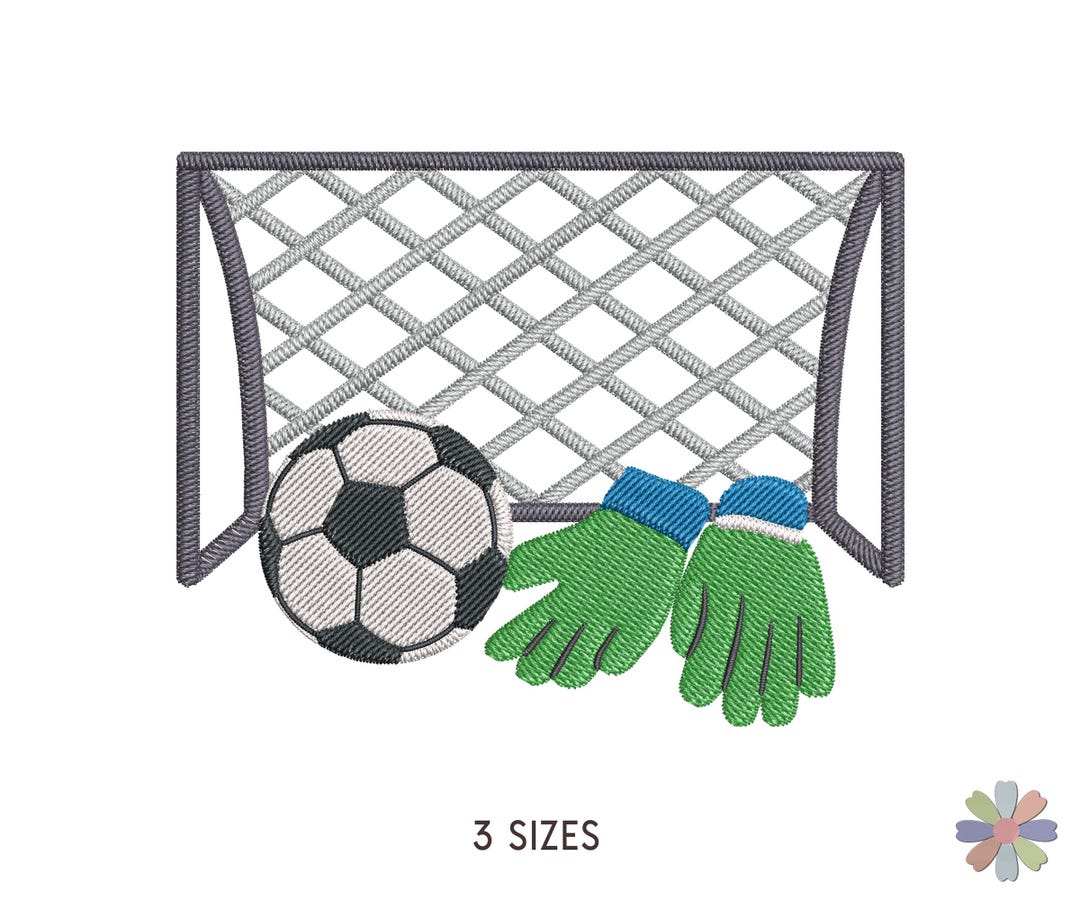 Football Ball Goal and Gloves Embroidery Design. Machine Embroidery ...