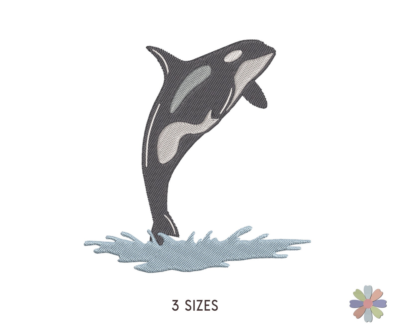 Killer Whale Jumping Above Ocean Embroidery Design: Sea Ocean Scene ...