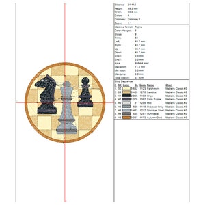 Chess Pieces and Chess Board Embroidery Design Onni. Machine Embroidery ...