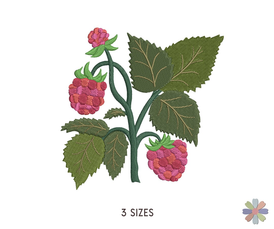 Raspberry With Leaves Embroidery Design Onni. Machine Embroidery Berry ...