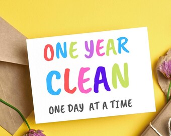 One Year Clean Card - Etsy