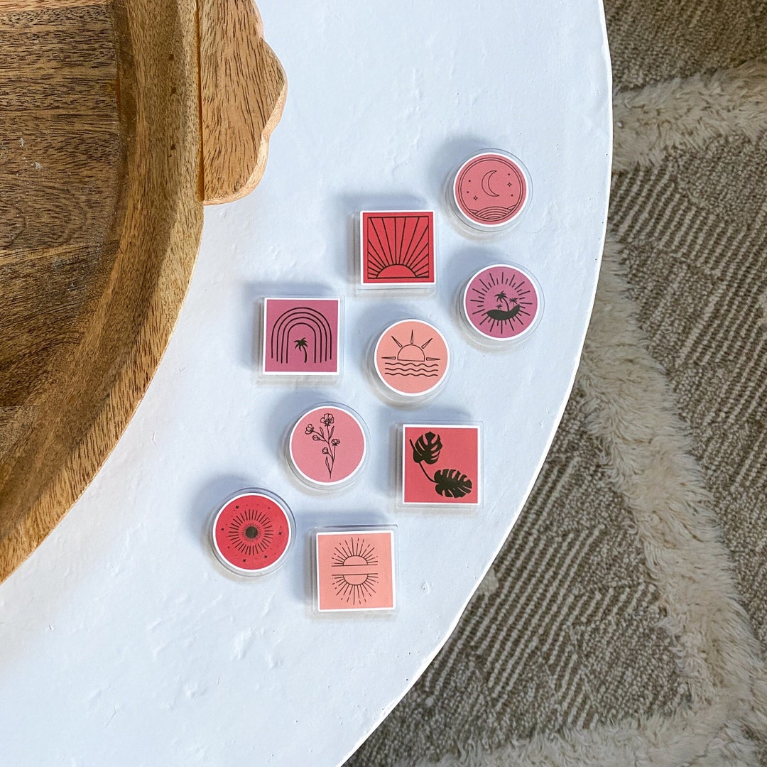 Boho Acrylic Refrigerator Magnet Set Bright Pink Boho Magnet Set Boho ...