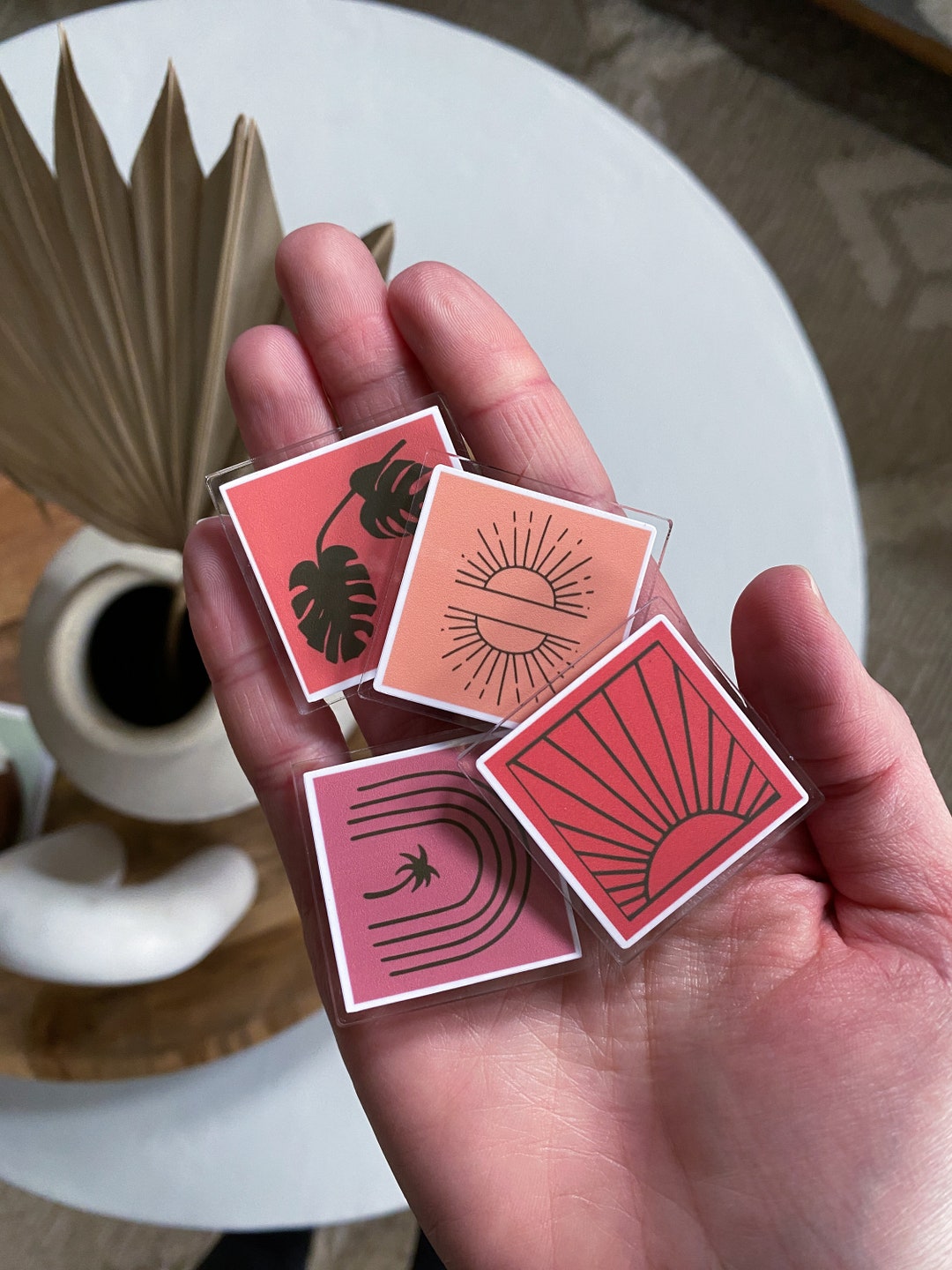 Boho Acrylic Refrigerator Magnet Set Trendy Magnet Sets Colorful Pink ...