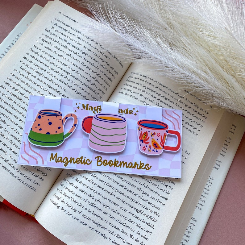 3 Piece Magnetic Bookmark Set | Coffee Cup Magnetic Bookmarks ...