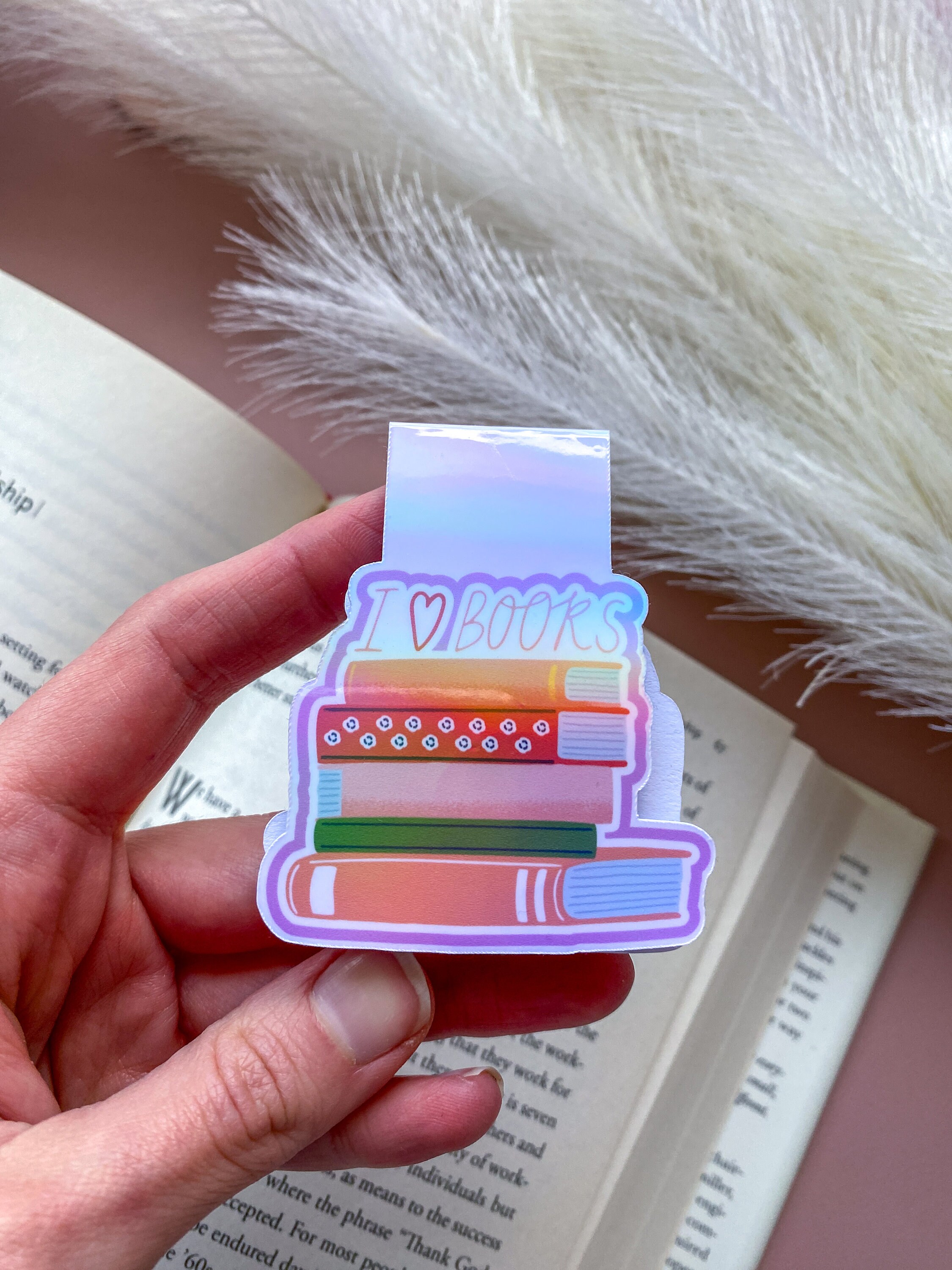 I Heart Books Iridescent Magnetic Bookmark | Magnetic Bookmark| Planner ...