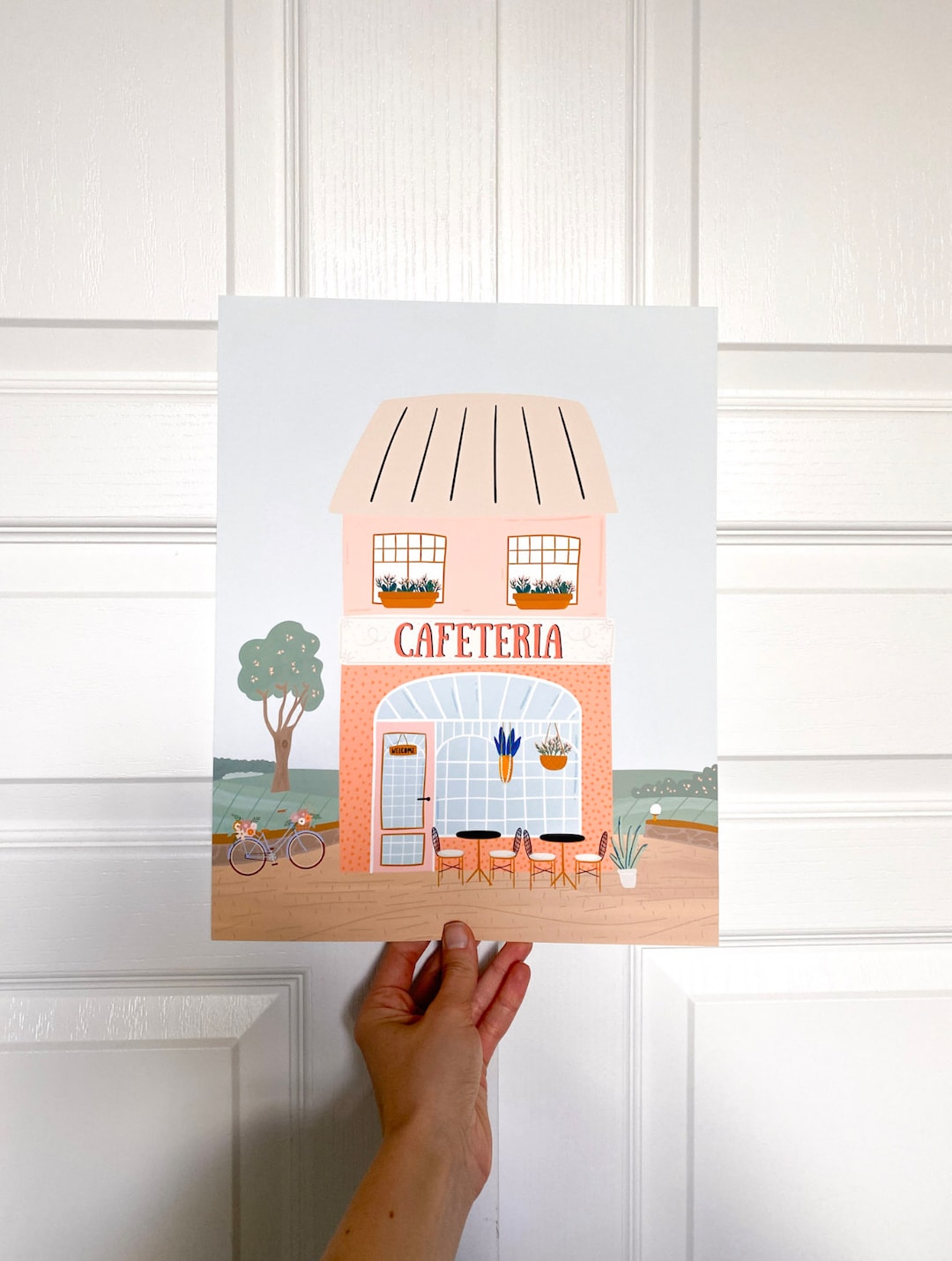 Cafeteria Illustration | Cafe Art Print | Boho Art Prints | Chic Wall ...