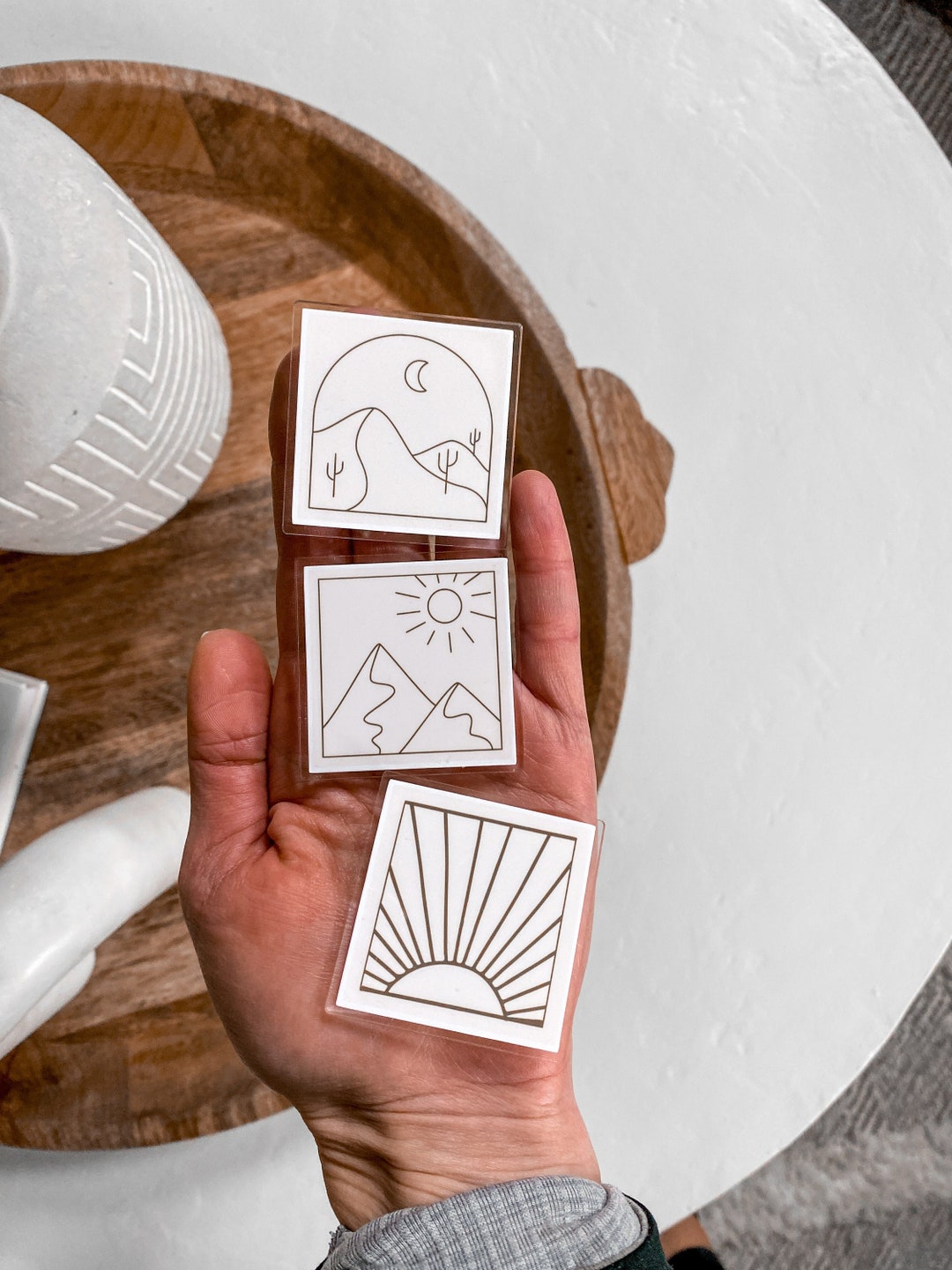 Boho Acrylic Refrigerator Magnet Set White & Gold Magnet Set Boho ...