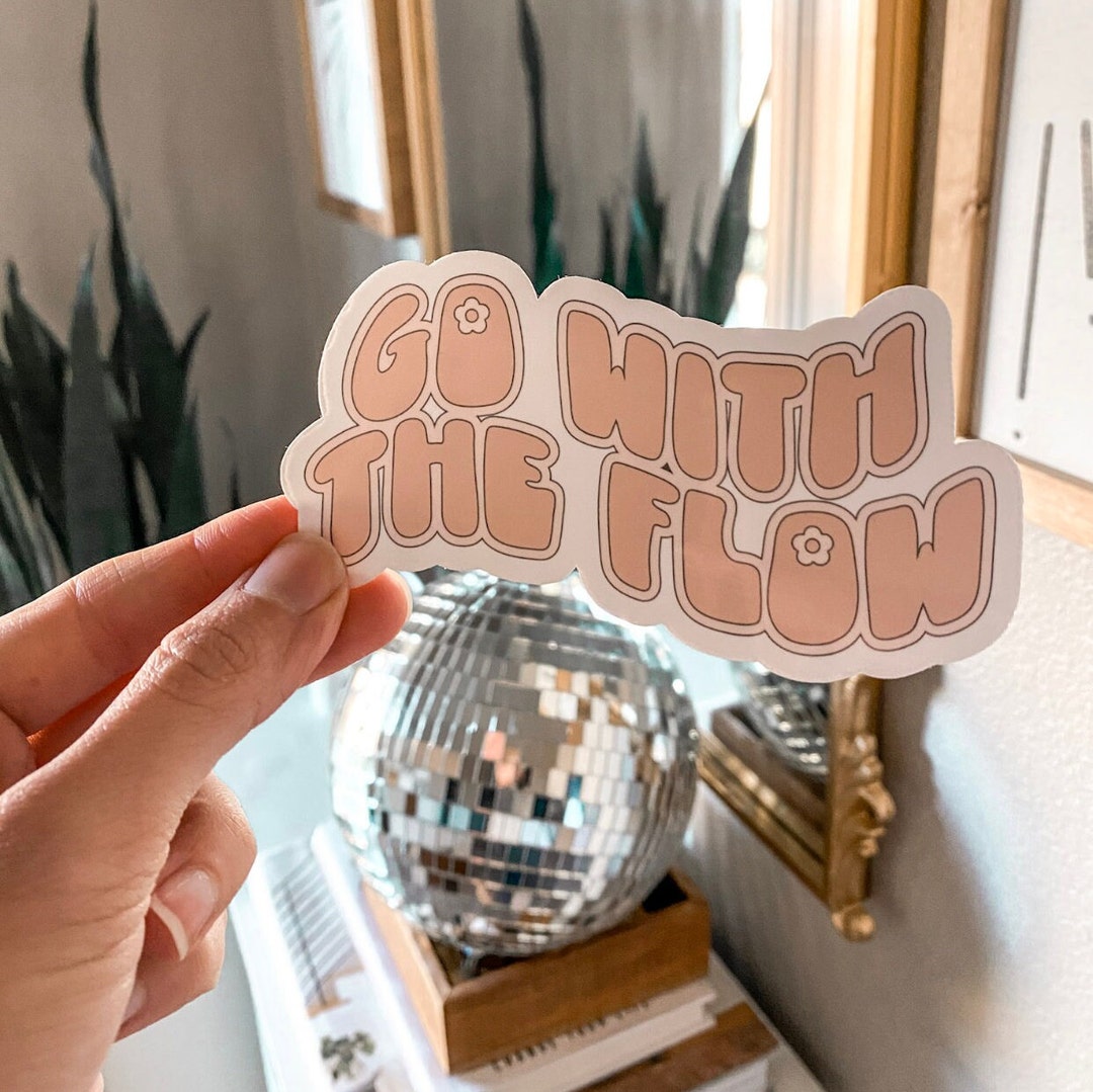 Large Water Bottle Sticker | Go With to Flow Sticker | Boho Stickers ...