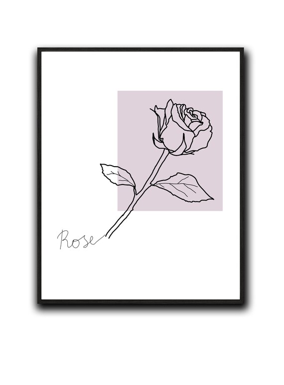 Printable Flower Line Art Rose Line Art Digital Download - Etsy