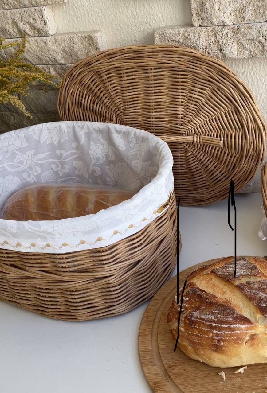 Bread Storage Oval Basket, Bread Serving Gift, Kitchen Countertop ...