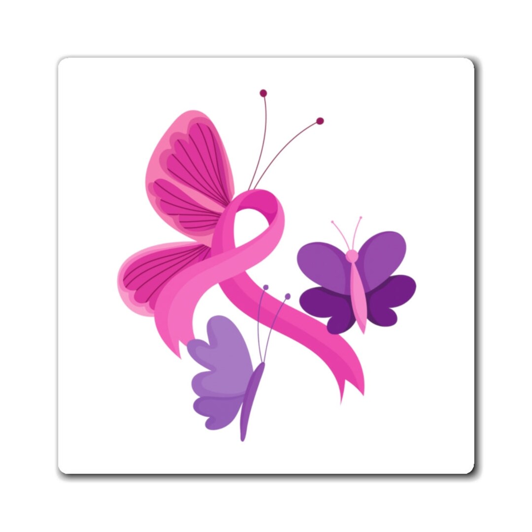 Butterfly Breast Cancer Ribbon Magnet, Strong and Fast Holding, for Any ...