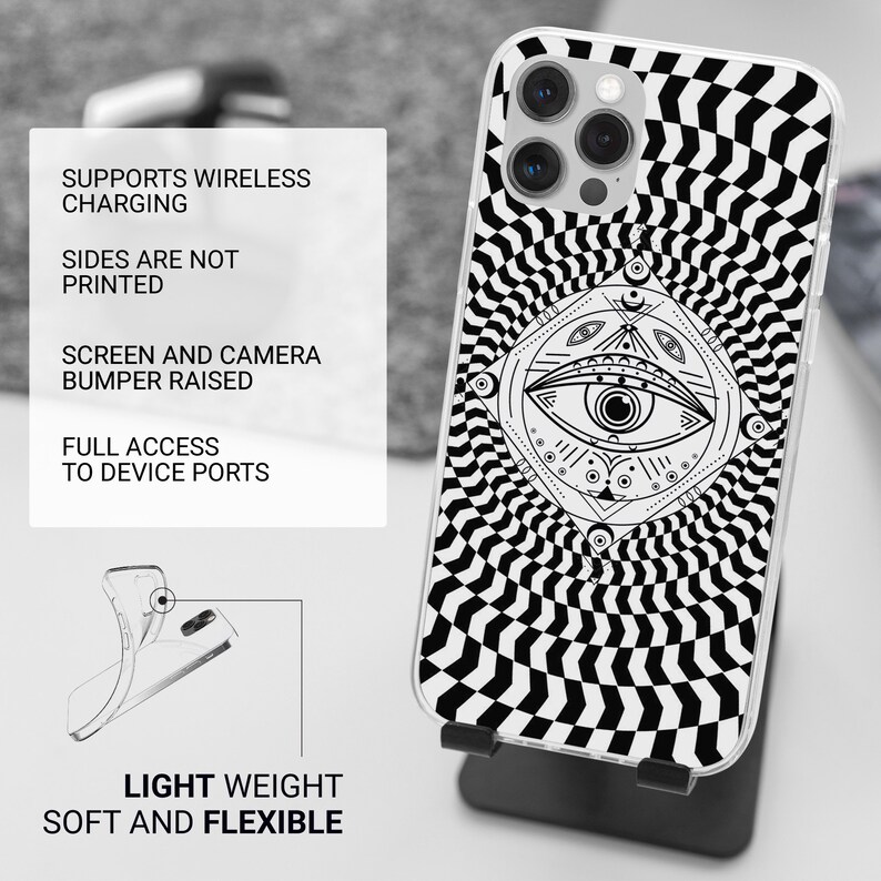 All Seeing Eye Phone Case Psychedelic Retro Cover for iPhone 15, 14, 13 ...
