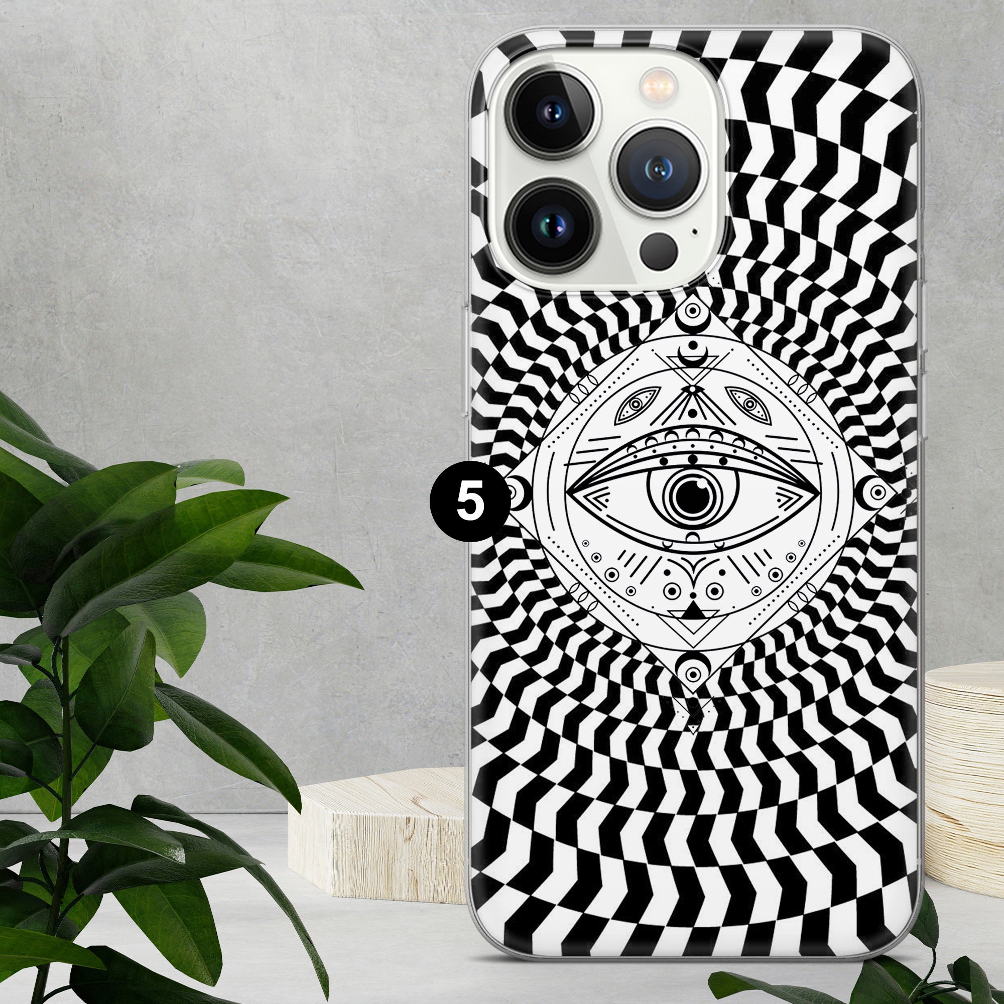 All Seeing Eye Phone Case Psychedelic Retro Cover for iPhone 15, 14, 13 ...