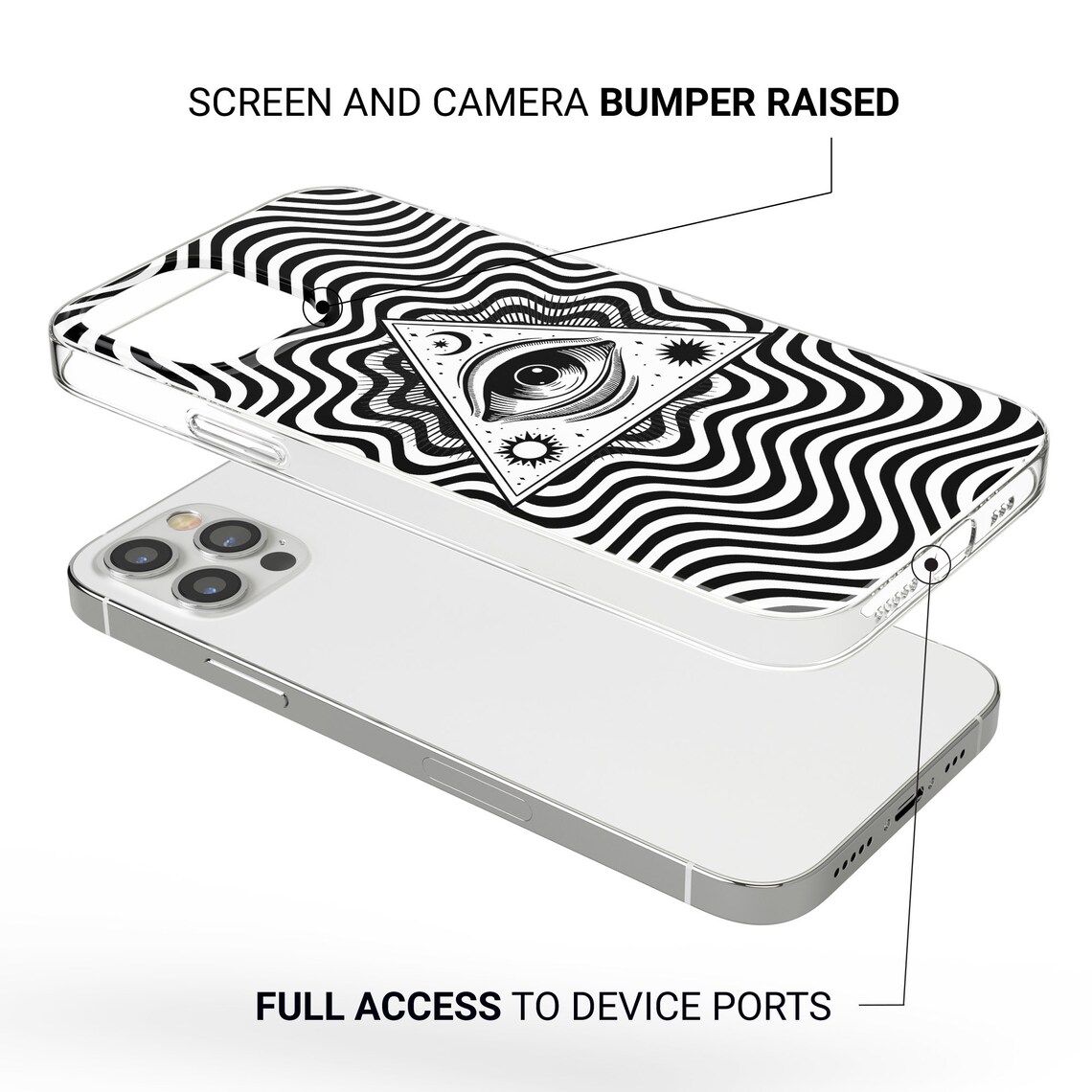 All Seeing Eye Phone Case Psychedelic Retro Cover for iPhone 15, 14, 13 ...