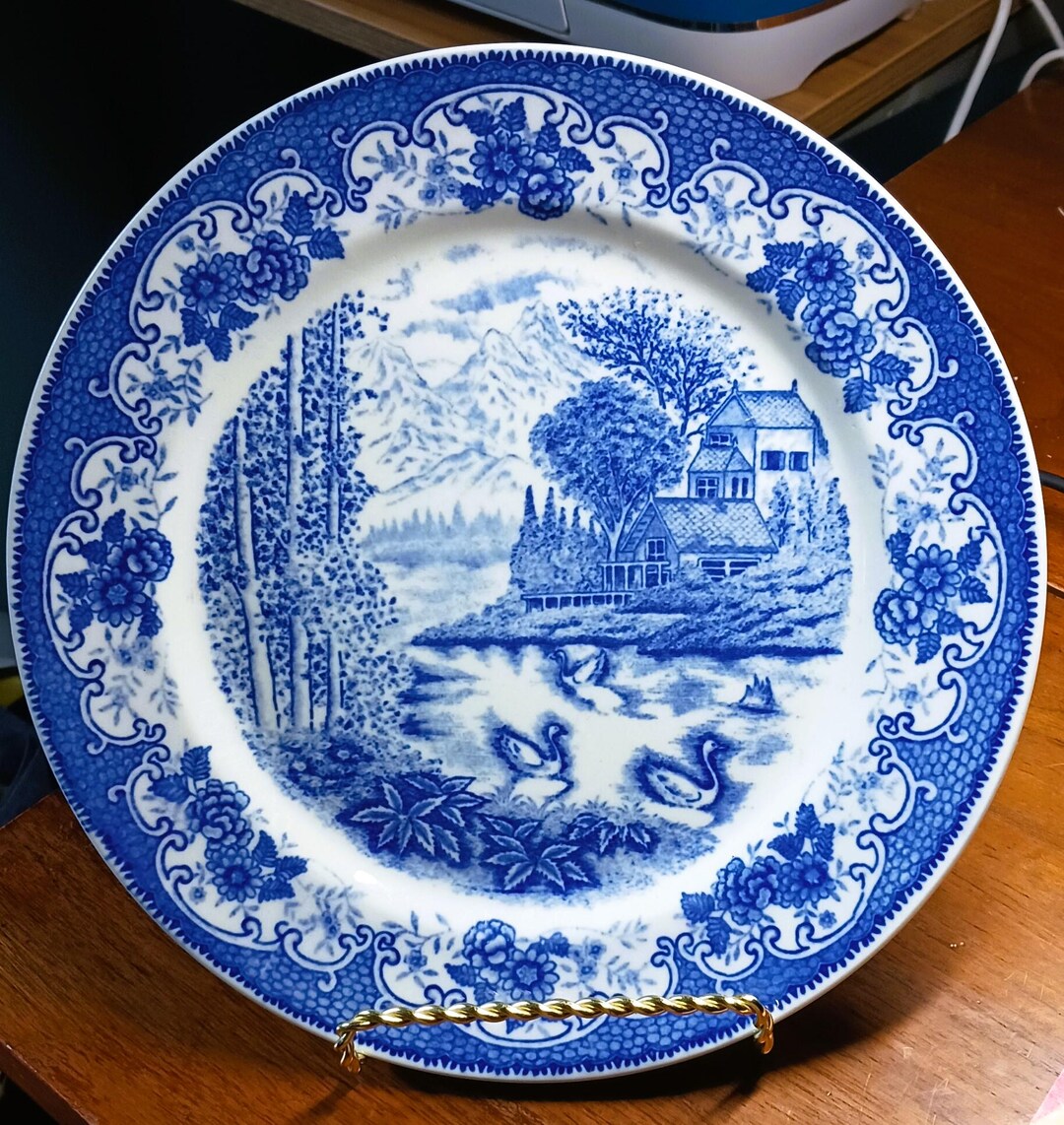 Blue and White Plate - Made in Japan - Scenic View - Etsy