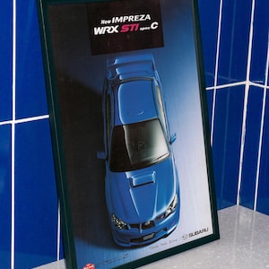 Subaru Impreza WRX Retro Poster – Blue Art Print | High-quality Pigment ...