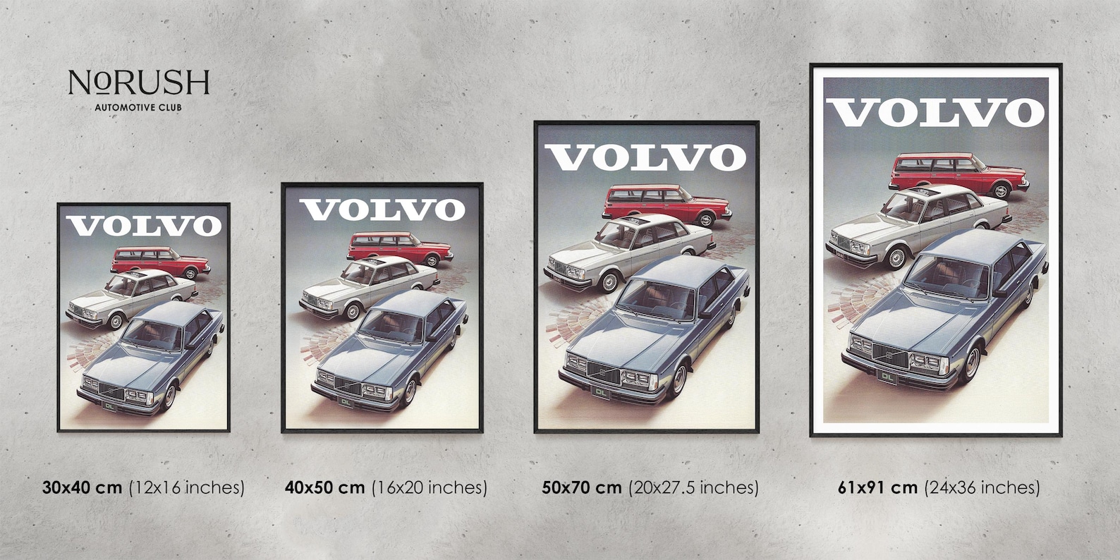 Volvo Cars 80s Retro Poster – Trio of Classic Cars | Vintage Automotive ...
