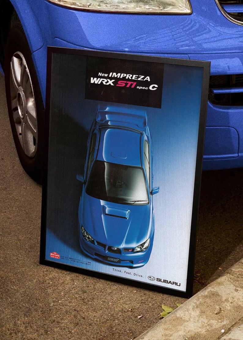 Subaru Impreza WRX Retro Poster – Blue Art Print | High-quality Pigment ...
