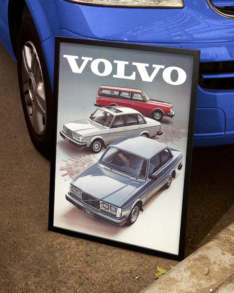 Volvo Cars 80s Retro Poster – Trio of Classic Cars | Vintage Automotive ...