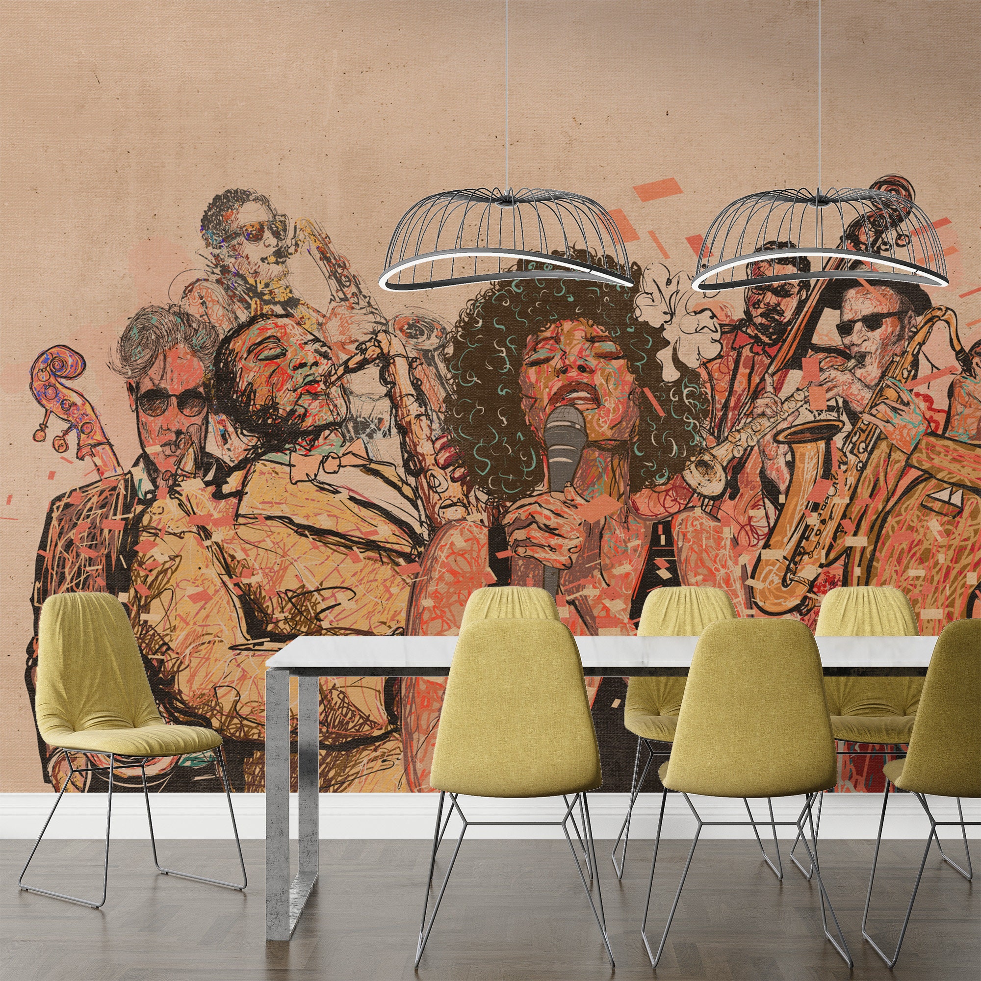 Concert Jazz Band Wallpaper, Singing Woman, Music Band Wall Mural - Etsy