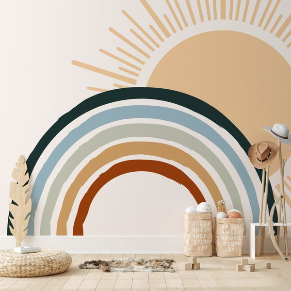 Rainbow Mural Wallpaper - Etsy