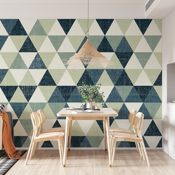Green Geometric Wallpaper - Etsy