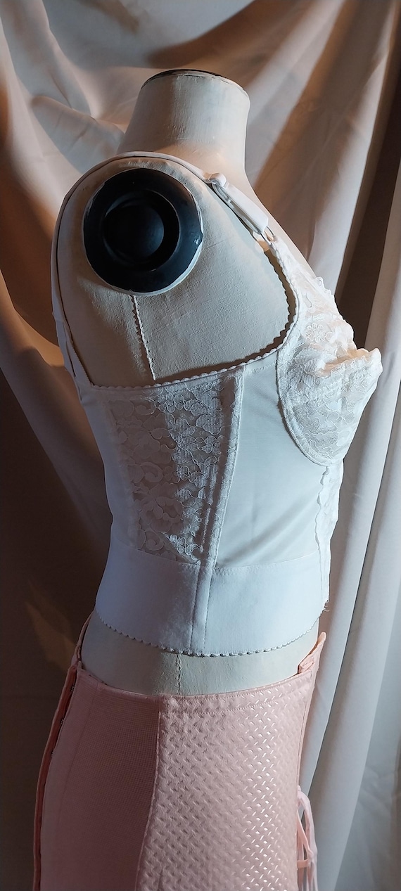 1950s Vintage white lace cone bustier Corset Bra, Lon… - Gem