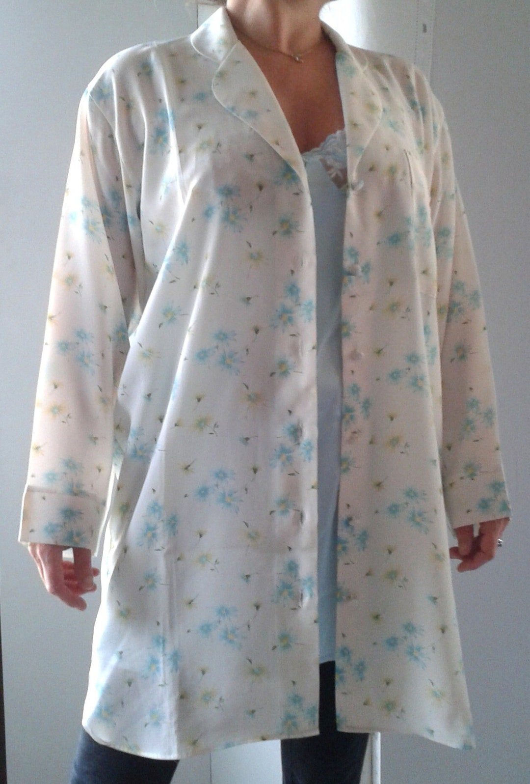 Daisy Flower Print Housecoat / Dressing Gown / Summer Shift Dress 1980 ...