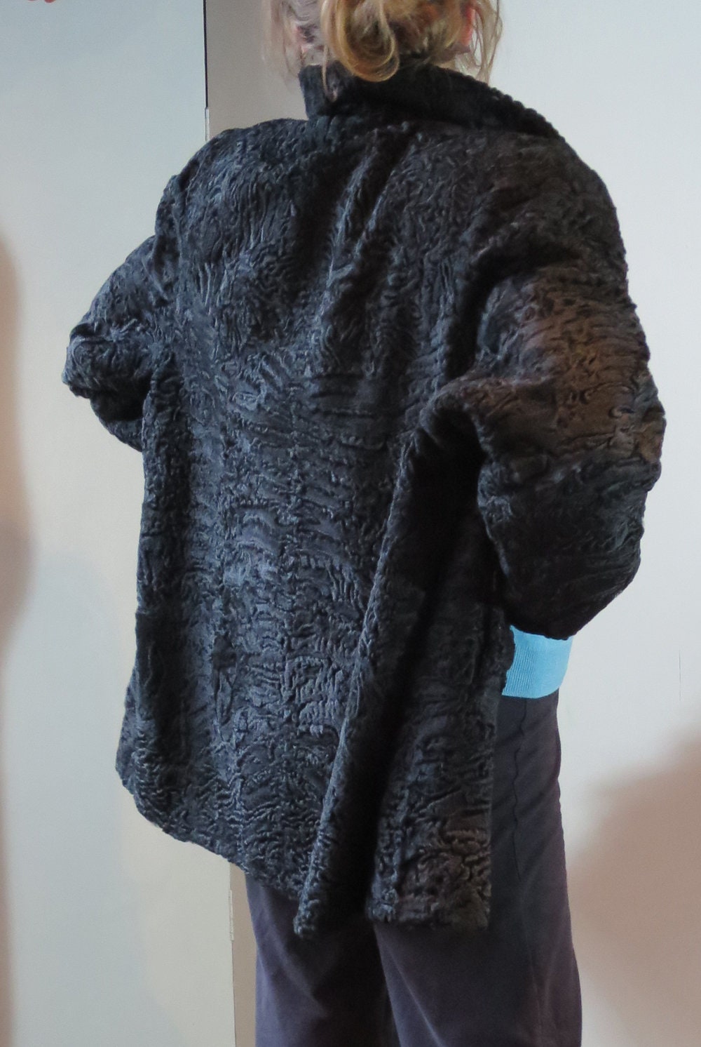 1950's Rare Real Astrakhan Ladies Coat, With Blouson Cuff Sleeves and ...